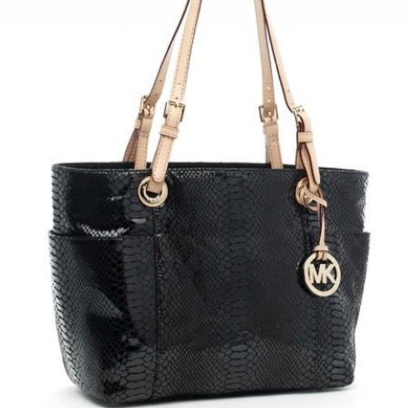 Michael Kors | Bags | Michael Kors Jet Set Tote Black Python Embossed ...
